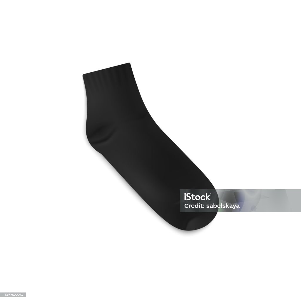 Maquette De Chaussette Noire Réaliste Vide Illustration Vectorielle