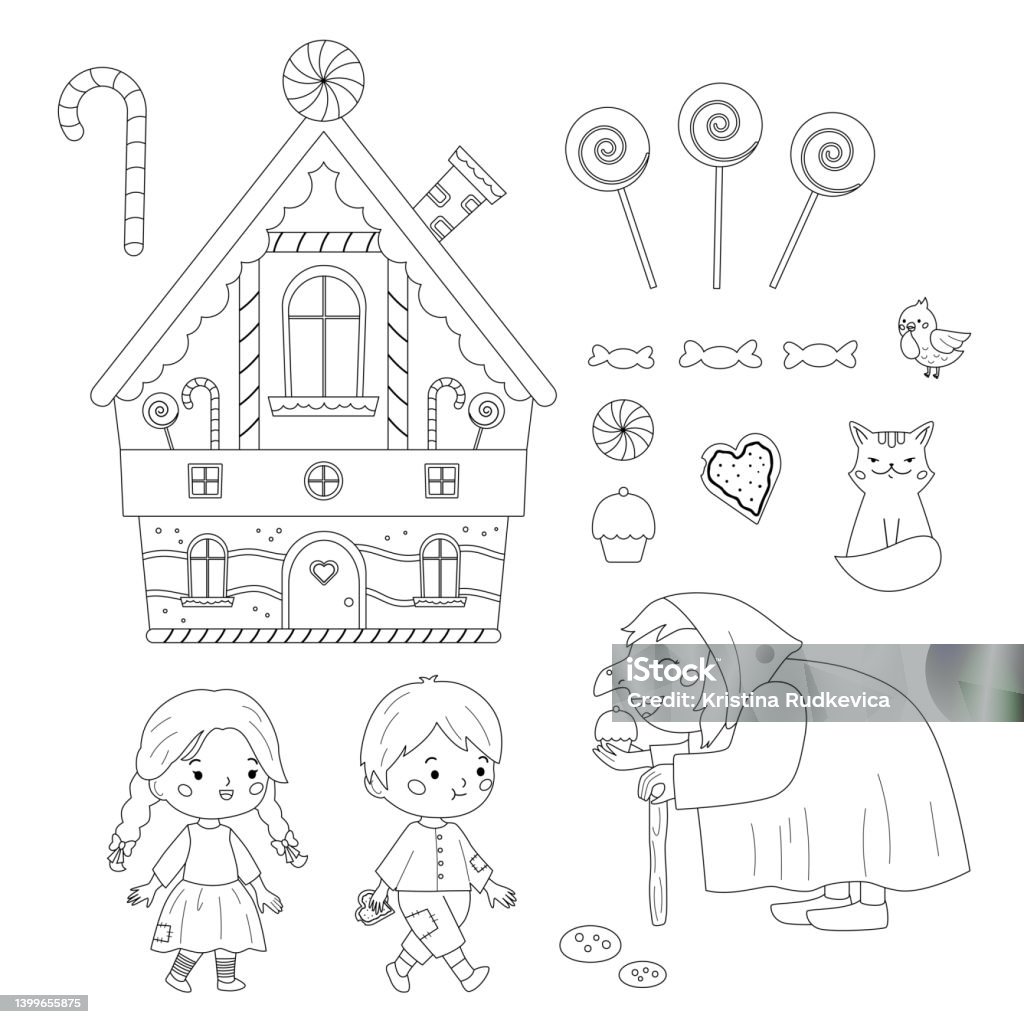 Coloriage Hansel Et Gretel Pour Enfants Vecteurs Libres De Droits Et