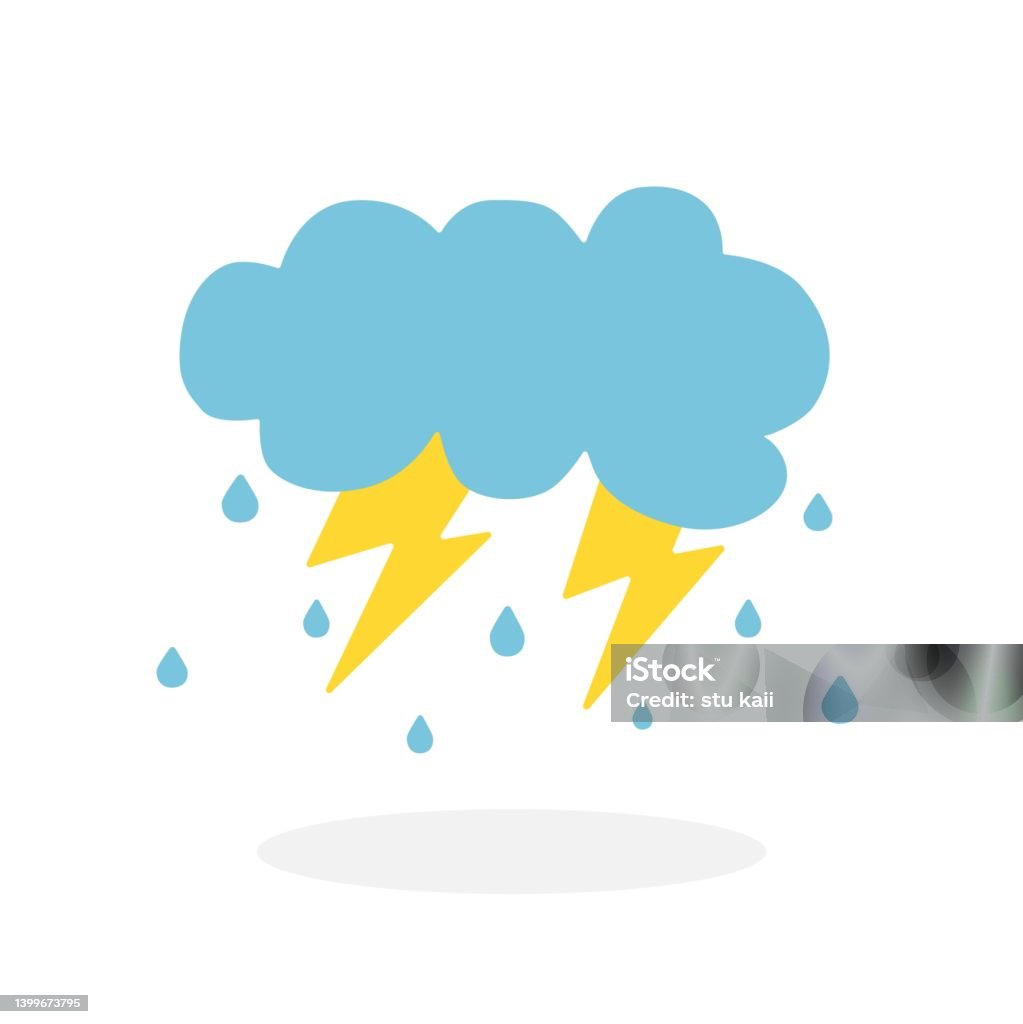 Wolke Mit Regentropfen Und Donnersymbolen Element Von Hand Gezeichnet ... Wolke Mit Regentropfen Und Donnersymbolen Element Von Hand Gezeichnet ...