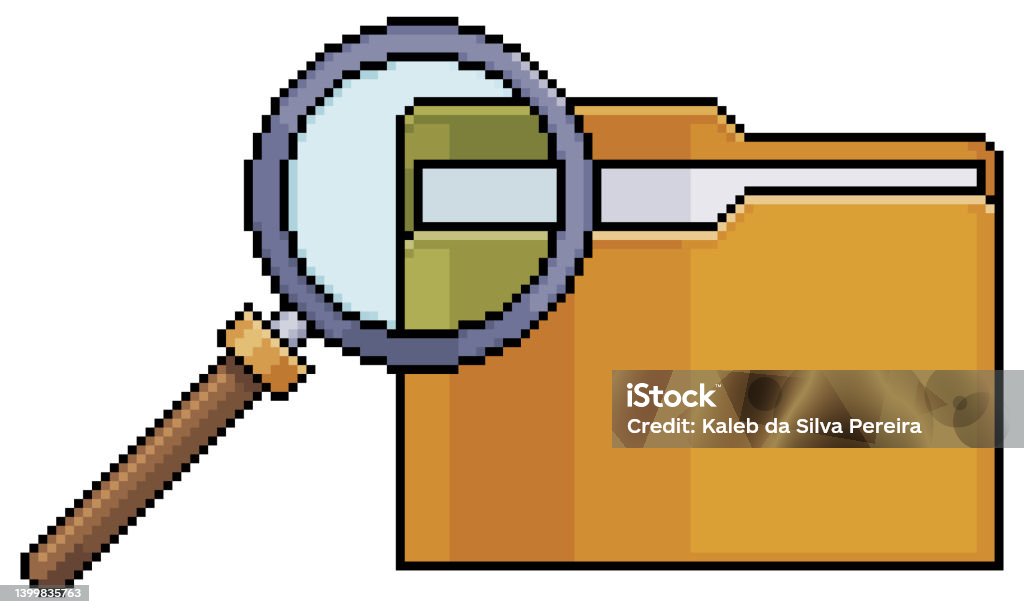 Pixel Art Magnifying Glass Analyzing Document Folder Icon For 8bit Game ... Pixel Art Magnifying Glass Analyzing Document Folder Icon For 8bit Game ...