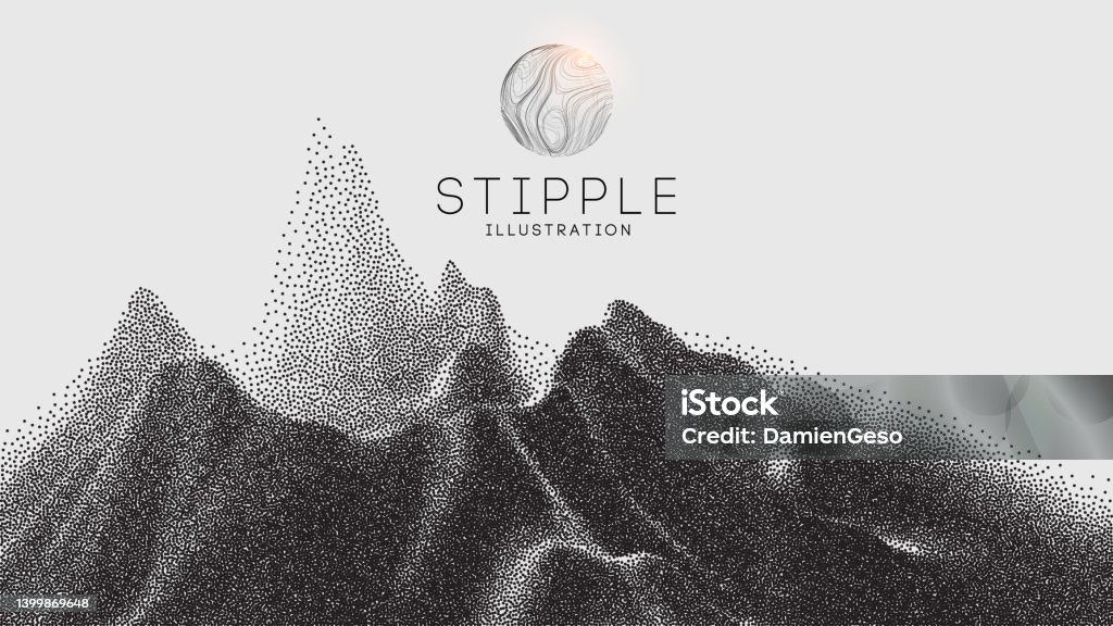 Lanskap Vektor Gunung Dalam Gaya Dotwork Desain Ilustrasi Stipple ... Lanskap Vektor Gunung Dalam Gaya Dotwork Desain Ilustrasi Stipple ...