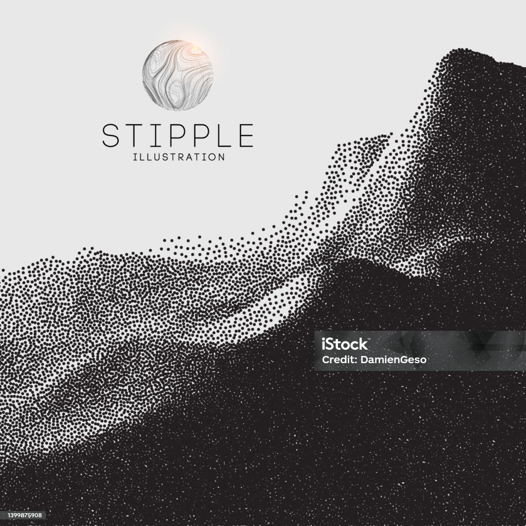 Lanskap Vektor Gunung Dalam Gaya Dotwork Desain Ilustrasi Stipple ... Lanskap Vektor Gunung Dalam Gaya Dotwork Desain Ilustrasi Stipple ...