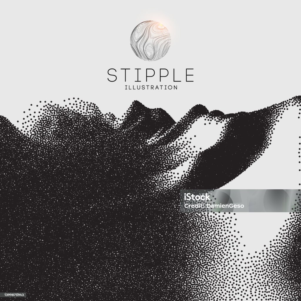 Lanskap Vektor Gunung Dalam Gaya Dotwork Desain Ilustrasi Stipple ... Lanskap Vektor Gunung Dalam Gaya Dotwork Desain Ilustrasi Stipple ...