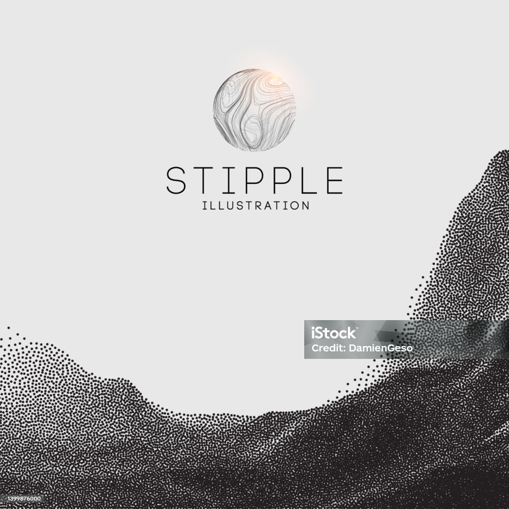 Lanskap Vektor Gunung Dalam Gaya Dotwork Desain Ilustrasi Stipple ... Lanskap Vektor Gunung Dalam Gaya Dotwork Desain Ilustrasi Stipple ...