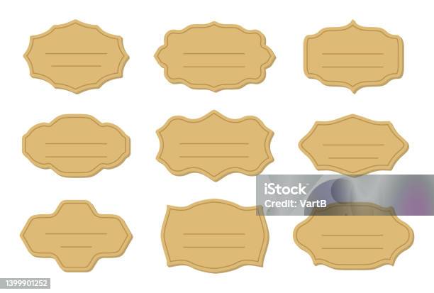 Modèle Détiquette Autocollant Vintage Panneau Plat Set Vecteurs Libres