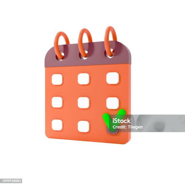 Photo Libre De Droit De Rendu 3d Dun Calendrier Avec Icône De Coche