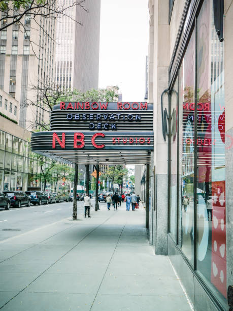 Free Stock Photo of Iconic NBC Studios sign at night with bright lights ...