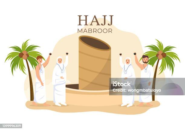 Ilustrasi Kartun Haji Atau Umroh Mabroor Dengan Karakter Orang Dan ... Ilustrasi Kartun Haji Atau Umroh Mabroor Dengan Karakter Orang Dan ...