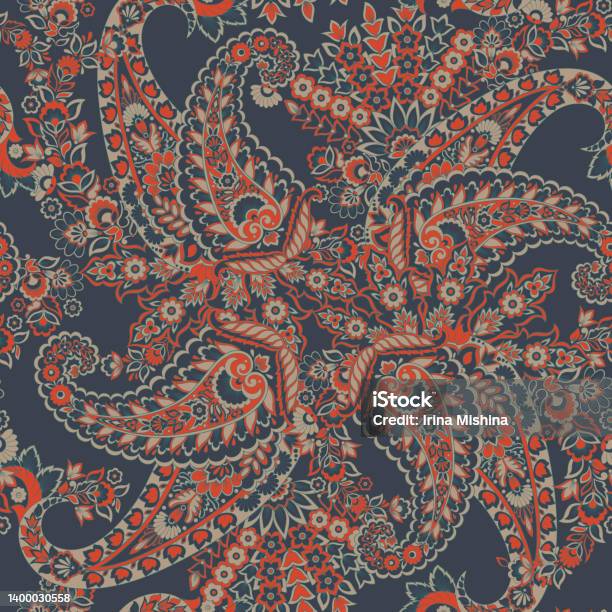 Seamless Paisley Pattern In Indian Batik Style Floral Vector
