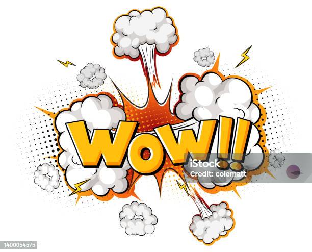 Wow Mot Sur Lexplosion Dune Bombe Isolée Vecteurs Libres De Droits Et