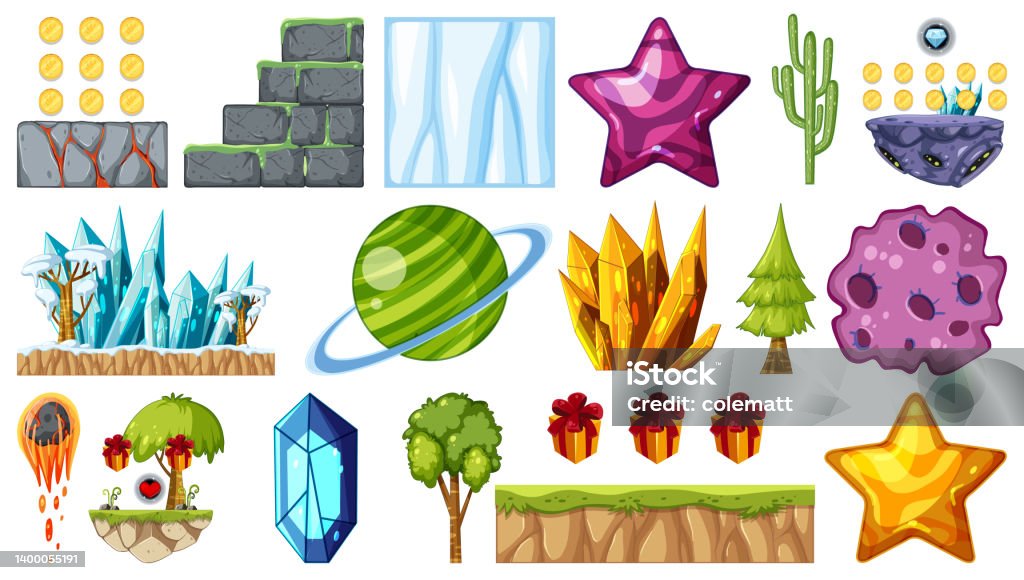 Isolated Fantasy Space Game Objects And Elements Set Stock Illustration Download Image Now