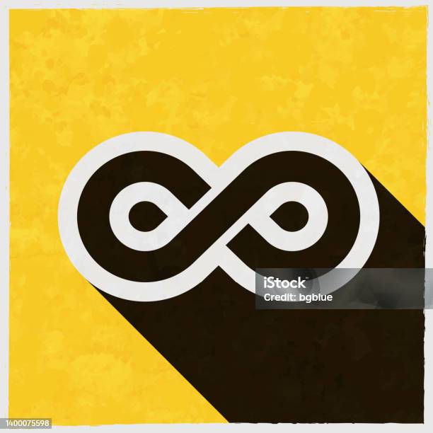 Infini Icône Avec Une Ombre Longue Sur Fond Jaune Texturé Vecteurs