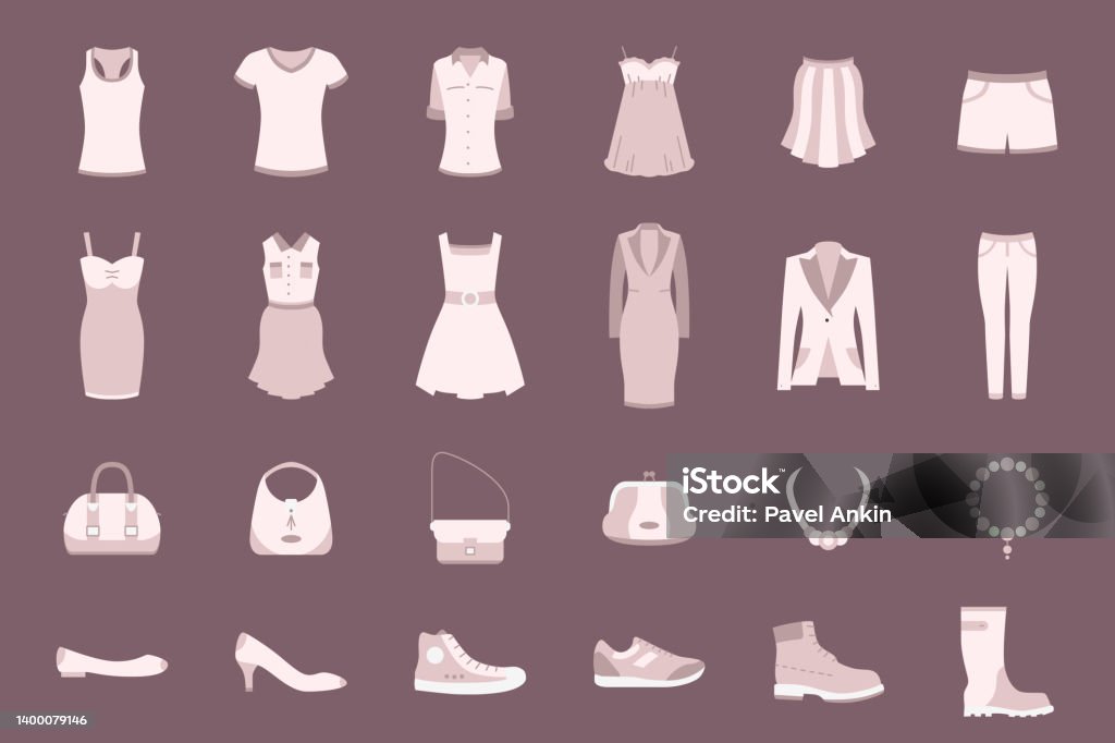 Womens Clothing 01 Icons Set 02 Stock Illustration Download Image Now