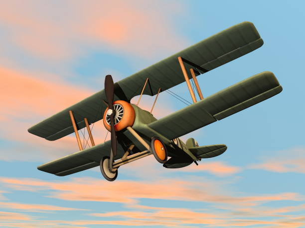 Free picture: Old fashioned biplane aircraft flying on sky and spraying