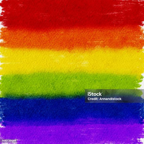Lgbt Bangga Dengan Cat Air Bendera Pelangi Di Latar Belakang Kertas