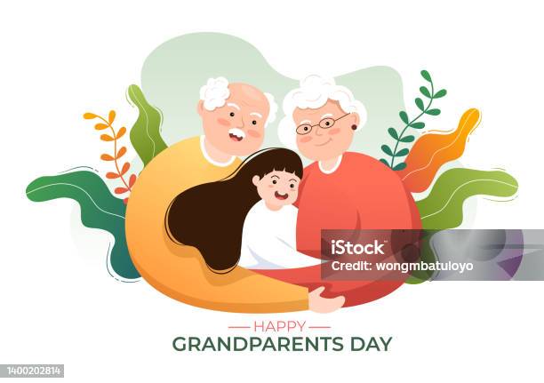 Selamat Hari Kakeknenek Ilustrasi Kartun Lucu Dengan Cucu Pasangan Yang