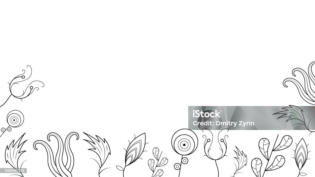 Abstrak Doodle Latar Belakang Alam Elemen Musim Panas Koleksi Gambar Tangan Botanic Herbal Flora