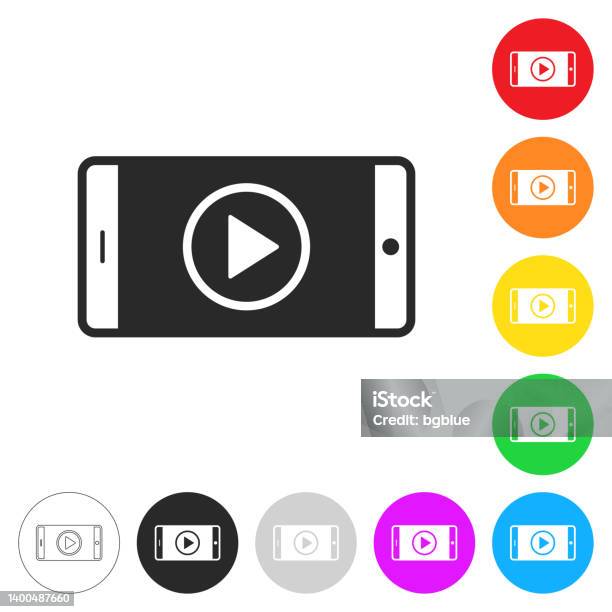 Smartphone Avec Bouton De Lecture Icône Sur Les Boutons Colorés