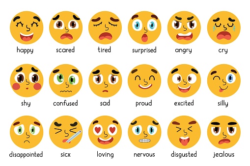 Funny Emoji Set Different Emotional Expressions Bundle Stockvectorkunst En Meer Beelden Van