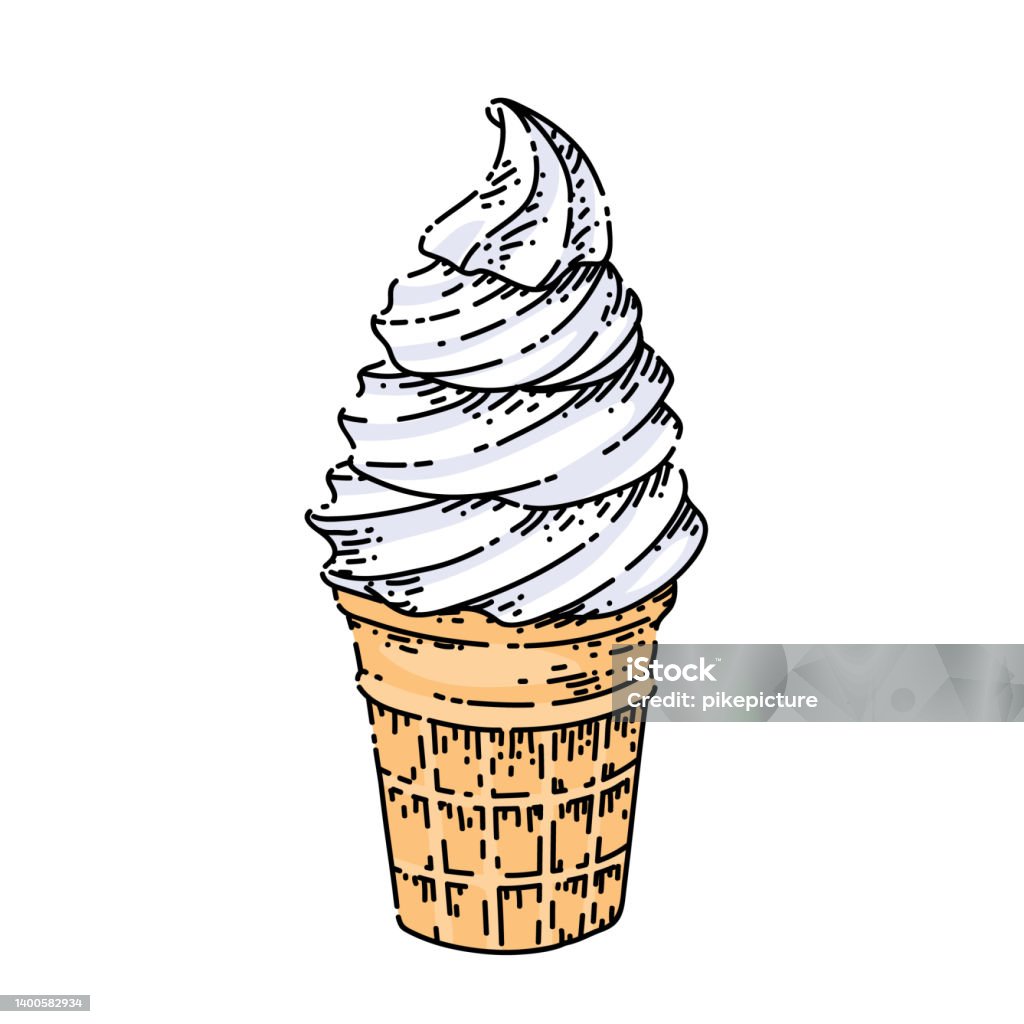 Dairy Ice Cream Sketch Hand Drawn Vector Stock Illustration Download
