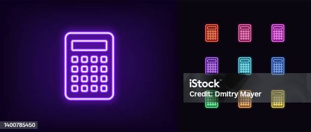 Outline Neon Calculator Icon Glowing Neon Math Calculator Sign Counting ... Outline Neon Calculator Icon Glowing Neon Math Calculator Sign Counting ...