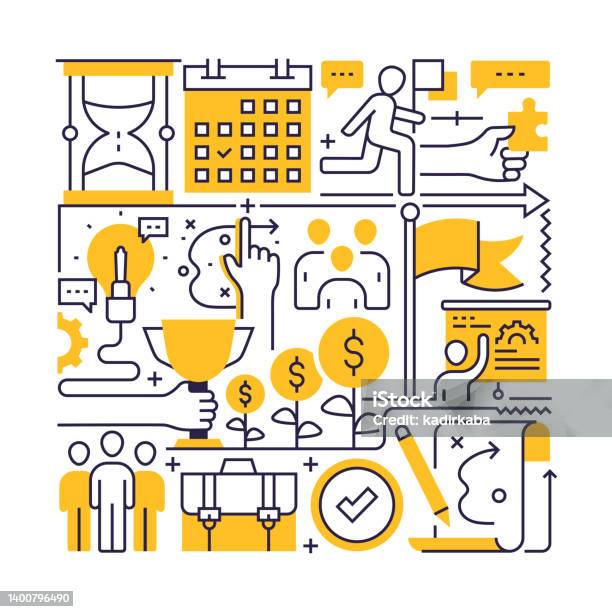 Objet Et Éléments Du Plan Daction Collection Dillustrations Dicônes De