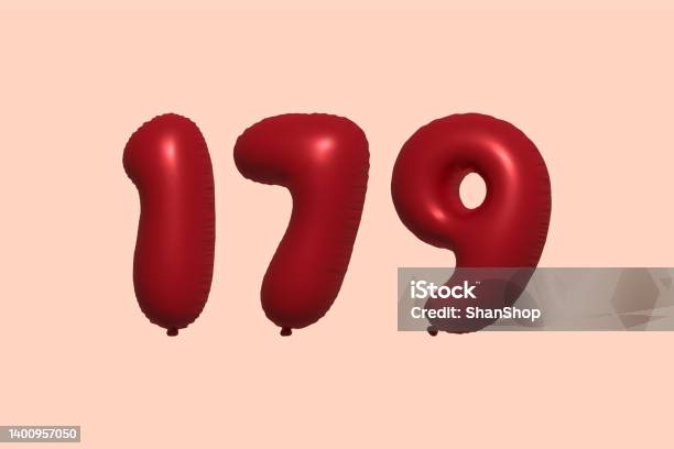 Ballon Dhélium Rouge 3d Numéro 179 Vecteurs Libres De Droits Et Plus D