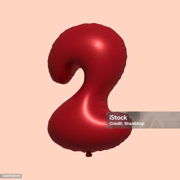 Ballon Dhélium Rouge 3d Numéro 2 Vecteurs Libres De Droits Et Plus D