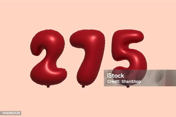 Ballon Dhélium Rouge Numéro 3d Numéro 275 Vecteurs Libres De Droits Et
