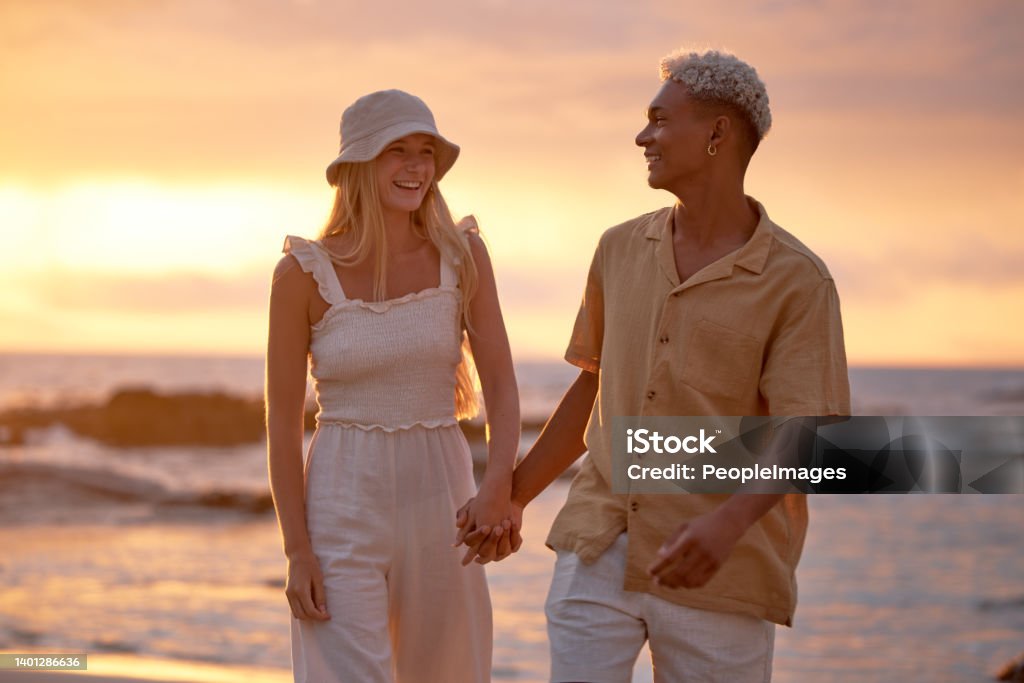 Closeup Portrait Of An Young Affectionate Mixed Race Couple Standing On