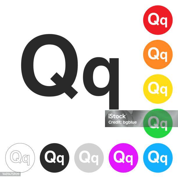 Lettre Q Majuscules Et Minuscules Icône Sur Les Boutons Colorés