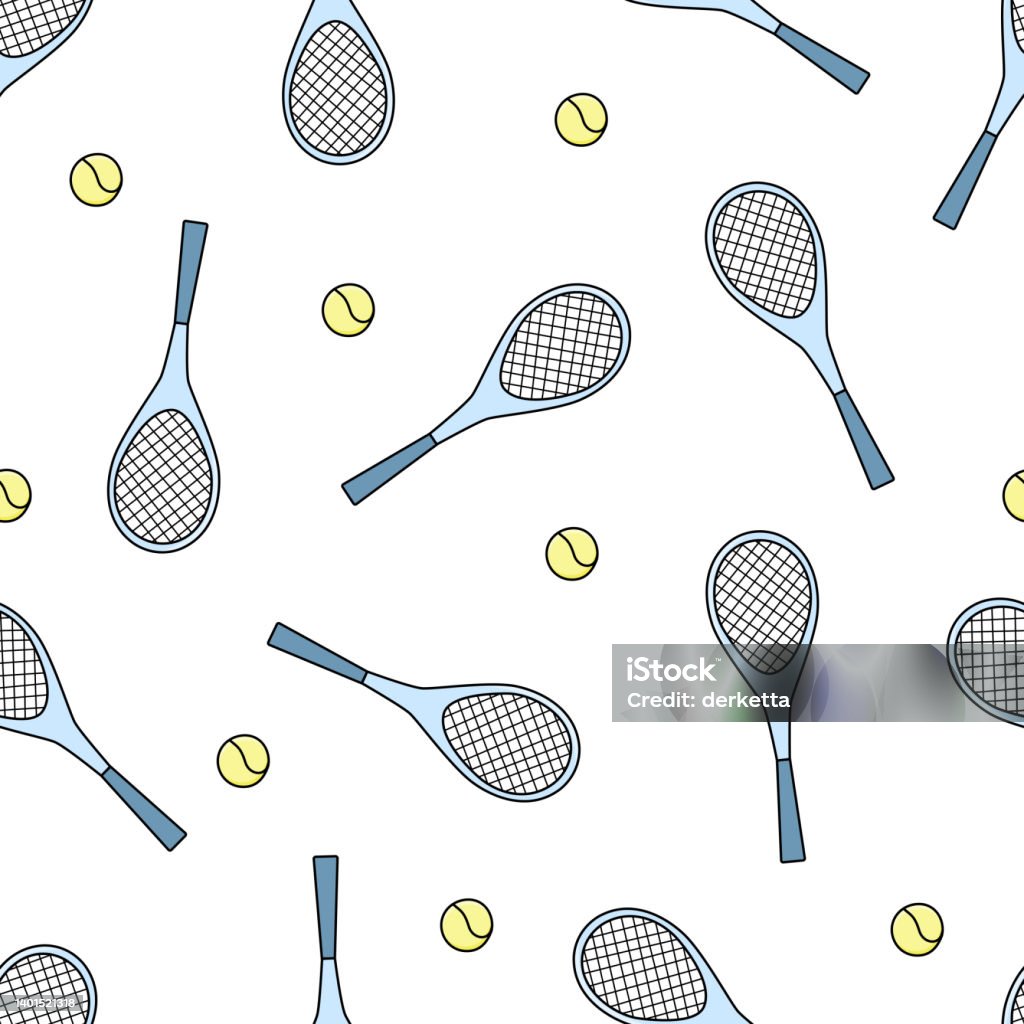 Seamless Pattern Of Tennis Rackets And Ball Vector Illustration Of