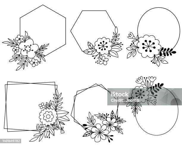 Bingkai Dekoratif Dengan Ornamen Bunga Ilustrasi Stok Unduh Gambar