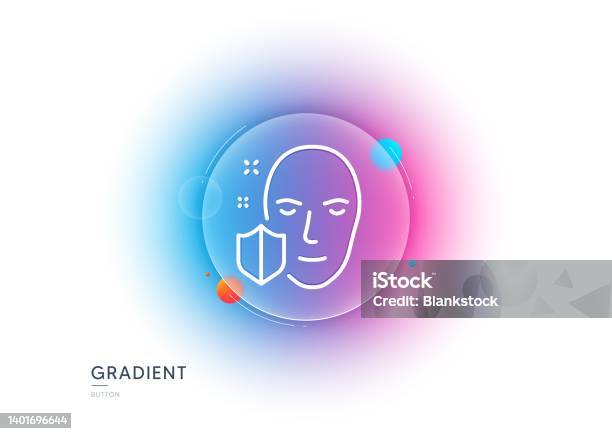 Face Detection Protected Line Icon Secure Access Sign Gradient Blur