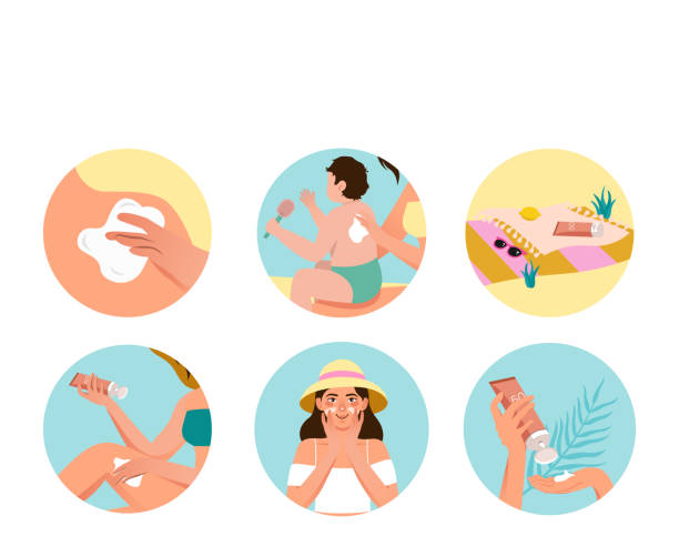 1 300 Applying Sunscreen Stock Illustrations Royalty Free Vector