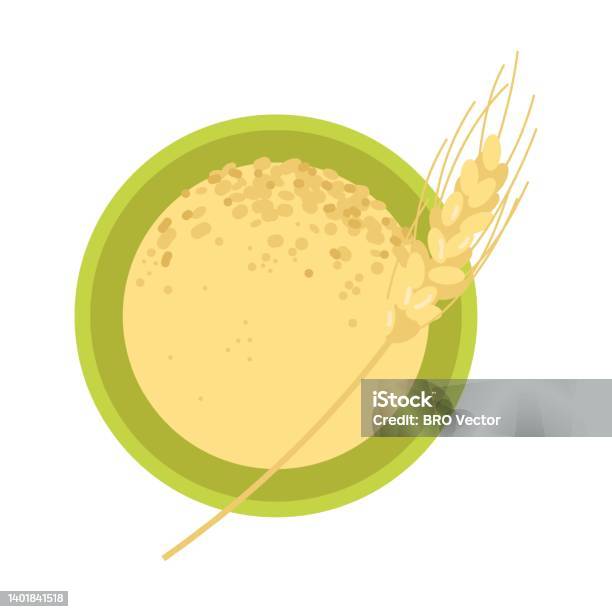 Semangkuk Bubur Gandum Vektor Kartun Diisolasi Dengan Latar Belakang