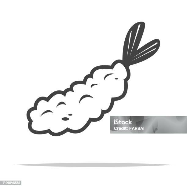 Tempura Crevette Frite Icône Vecteur Isolé Vecteurs Libres De Droits Et