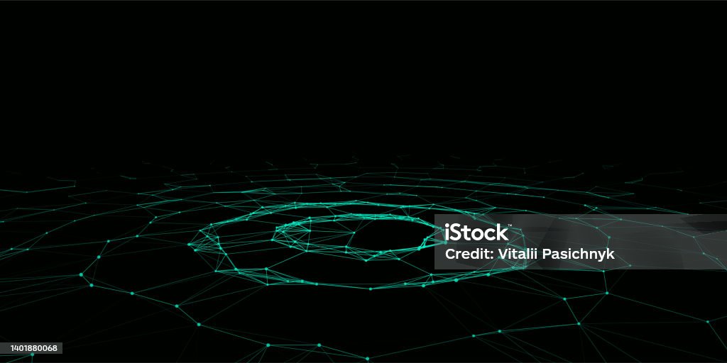 Aliran Partikel Melingkar Futuristik Dunia Maya Digital Struktur