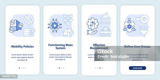 Komponen Pengenalan Maas Layar Aplikasi Seluler Onboarding Biru Muda