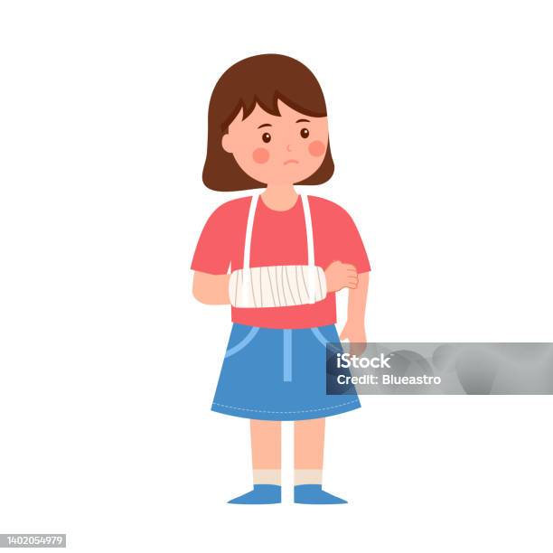 Anak Perempuan Dengan Lengan Patah Dalam Desain Datar Dengan Latar ... Anak Perempuan Dengan Lengan Patah Dalam Desain Datar Dengan Latar ...