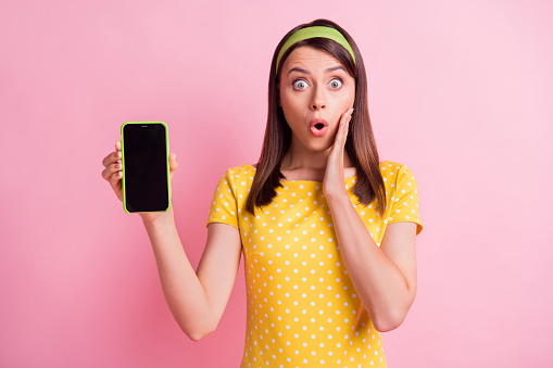 Photo Of Young Beautiful Shocked Amazed Surprised Girl Hold Hand