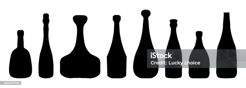 Ensemble De Bouteilles Dalcool En Silhouette Forme De Bouteille En Une