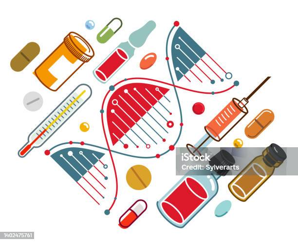 Composition De Thème Médical Basée Sur Le Brin Dadn Avec Beaucoup De