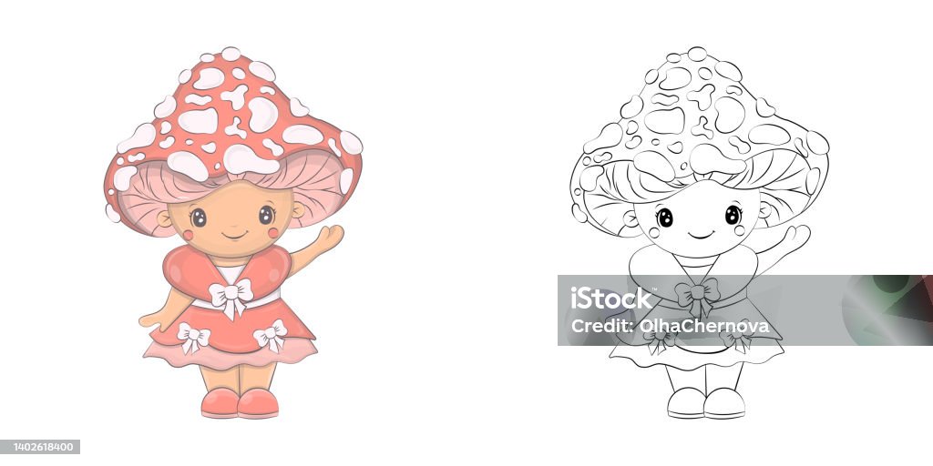 Ilustrasi Jamur Clipart Lucu Dan Untuk Halaman Mewarnai Jamur Clip Art