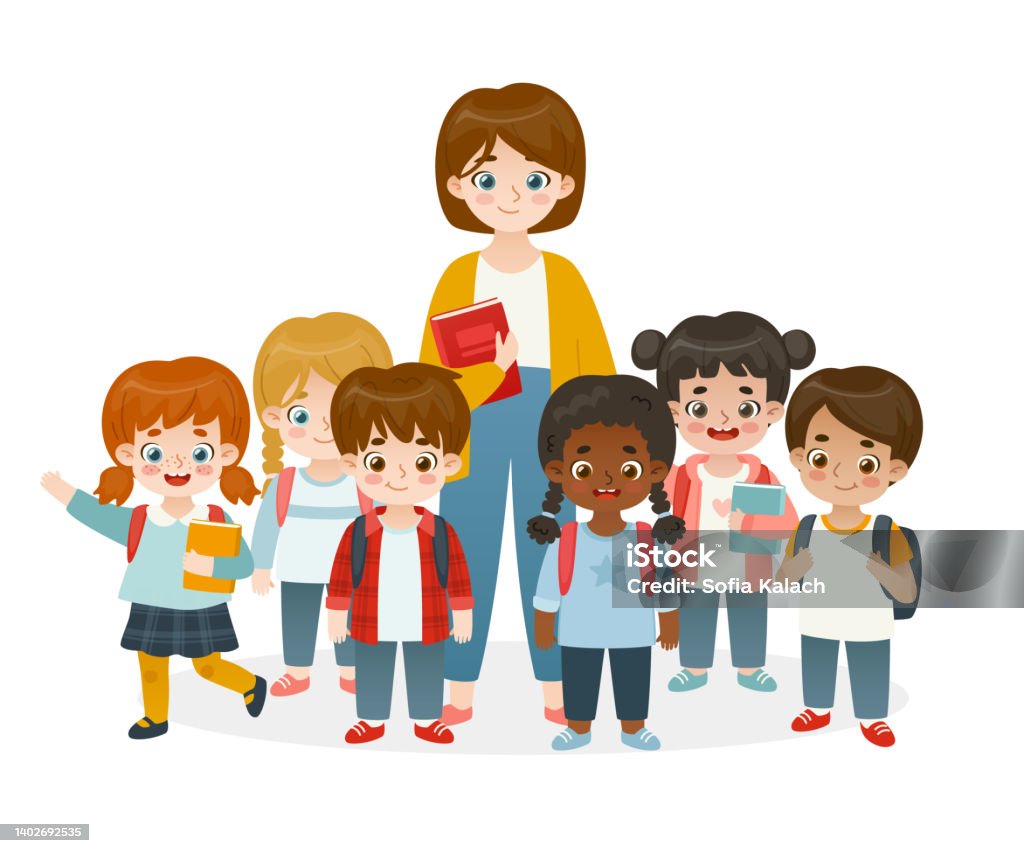 Teman Sekelas Berdiri Bersama Guru Murid Kartun Beragam Kelompok Set ... Teman Sekelas Berdiri Bersama Guru Murid Kartun Beragam Kelompok Set ...