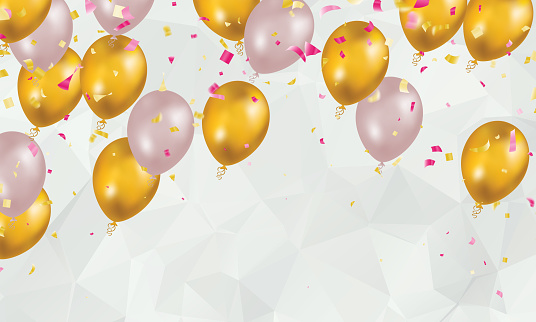 Concevez Des Couleurs Or Et Rose Avec Des Ballons Dhélium Volants