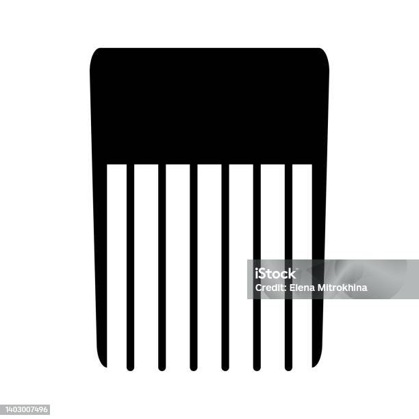 Ikon Lambang Afro Siluet Hitam Sisir Untuk Menyisir Dan Menata Rambut
