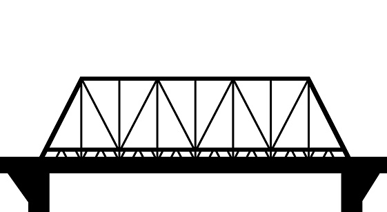 Iron Bridge Silhouette Transport Road Construction Isolated On White