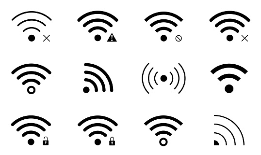 Jeu Dicônes Wifi Symbole Internet Sans Fil Différents Jeux Dicônes Wifi