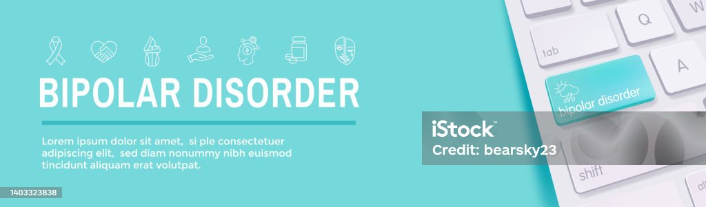 Gangguan Bipolar Atau Depresi Bp Icon Set Web Header Banner Ilustrasi